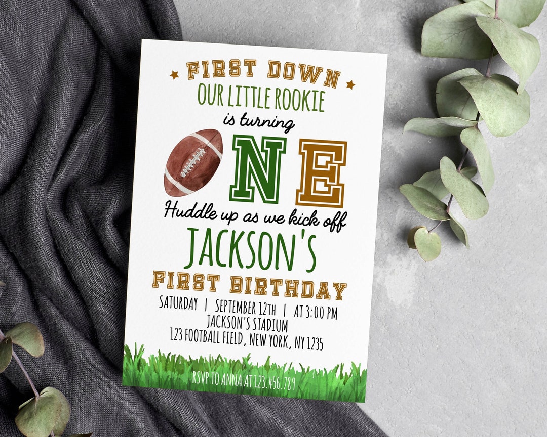 EDITABLE Football First Birthday Invitation, Boy First Birthday ...