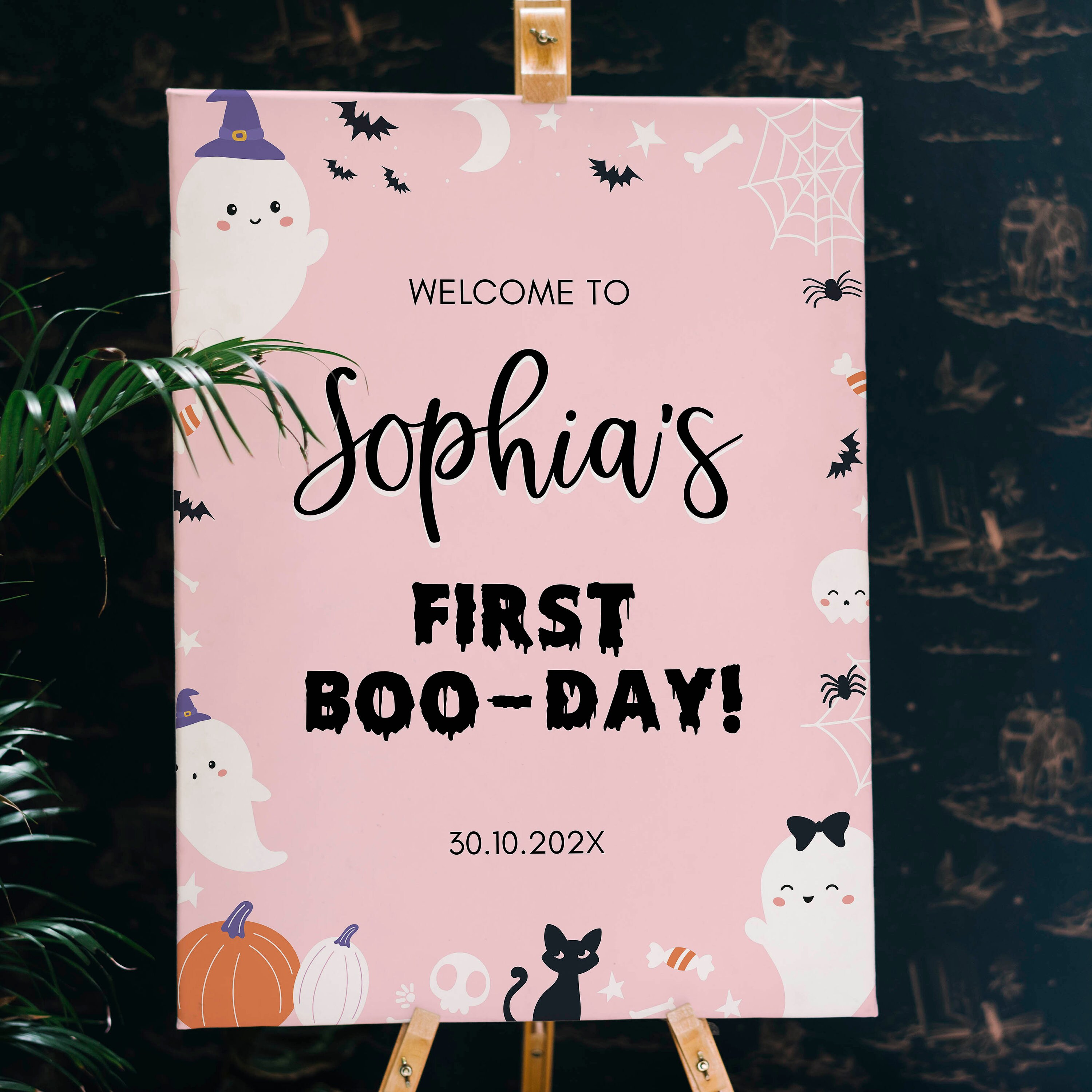 EDITABLE Spooky One Birthday Welcome Sign First Boo Day - Etsy