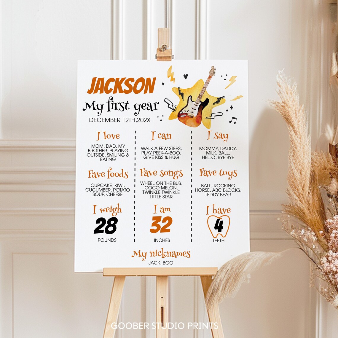 EDITABLE One Rocks Birthday Milestone Poster, Rock and Roll Milestone ...