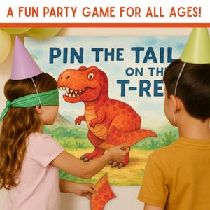 Pin the Tail on the T-rex Printable Game | 16x20 Poster + Tails + Wild ...