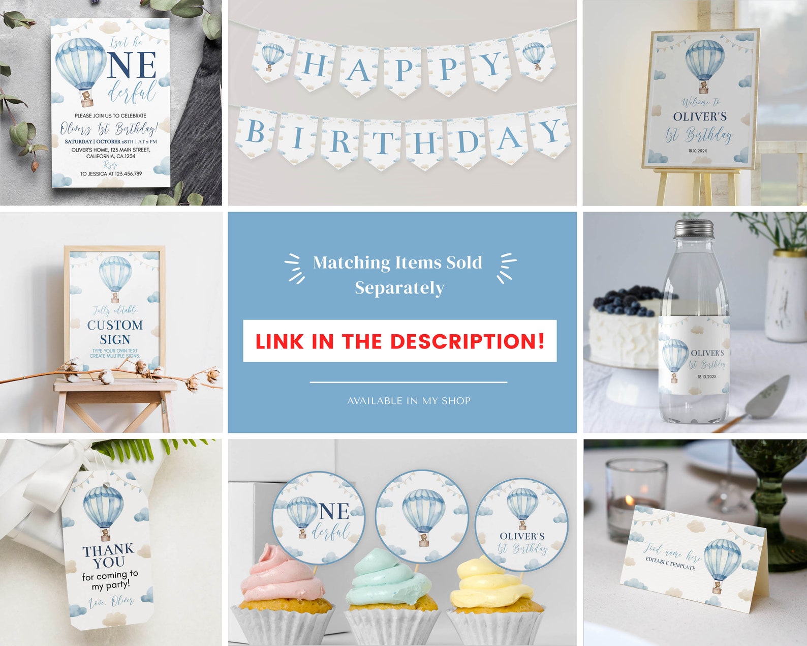 EDITABLE Teddy Bear Birthday Chip Bags, Hot Air Balloon First Birthday ...