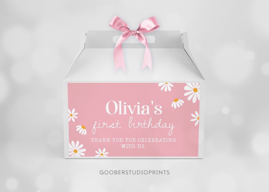 EDITABLE Daisy Birthday Party Gable Gift Box Label Retro - Etsy