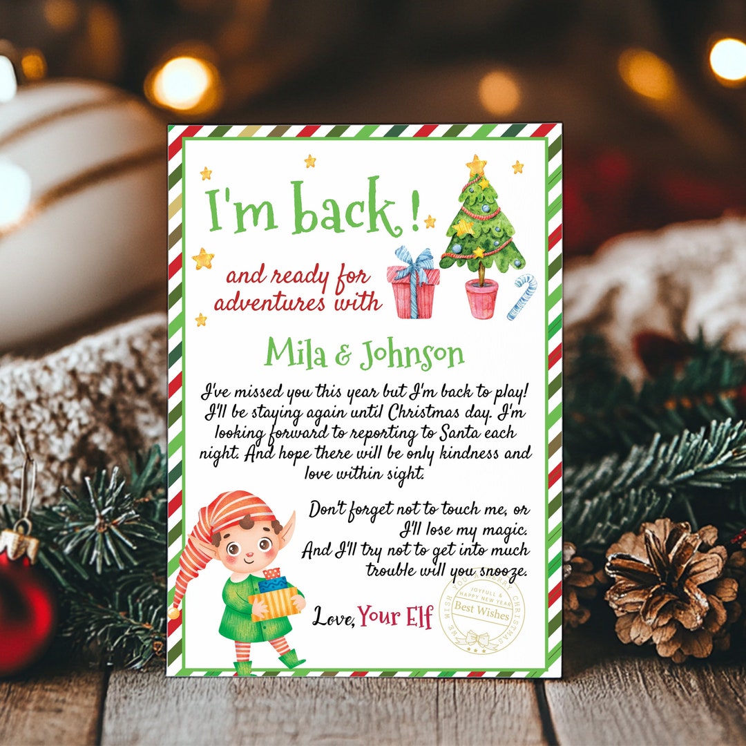 EDITABLE Elf Welcome Back Letter, Elf Arrival Letter, Christmas Elf ...
