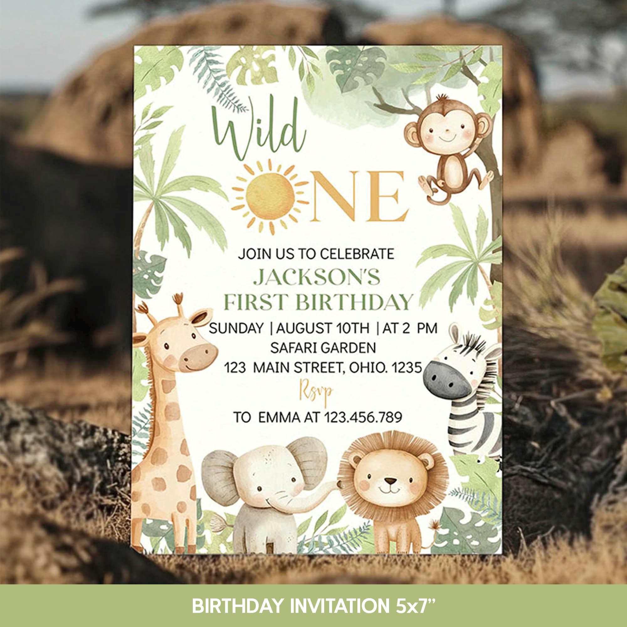 Editable Wild One Theme Birthday Party Package, Safari 1st Birthday ...