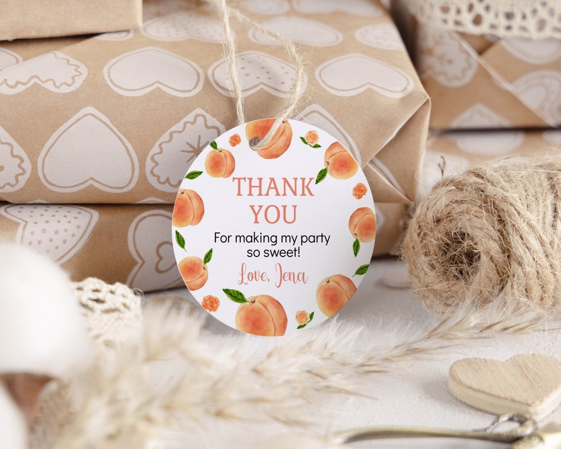 EDITABLE Sweet as a Peach Birthday Party Thank You Tag Peach - Etsy