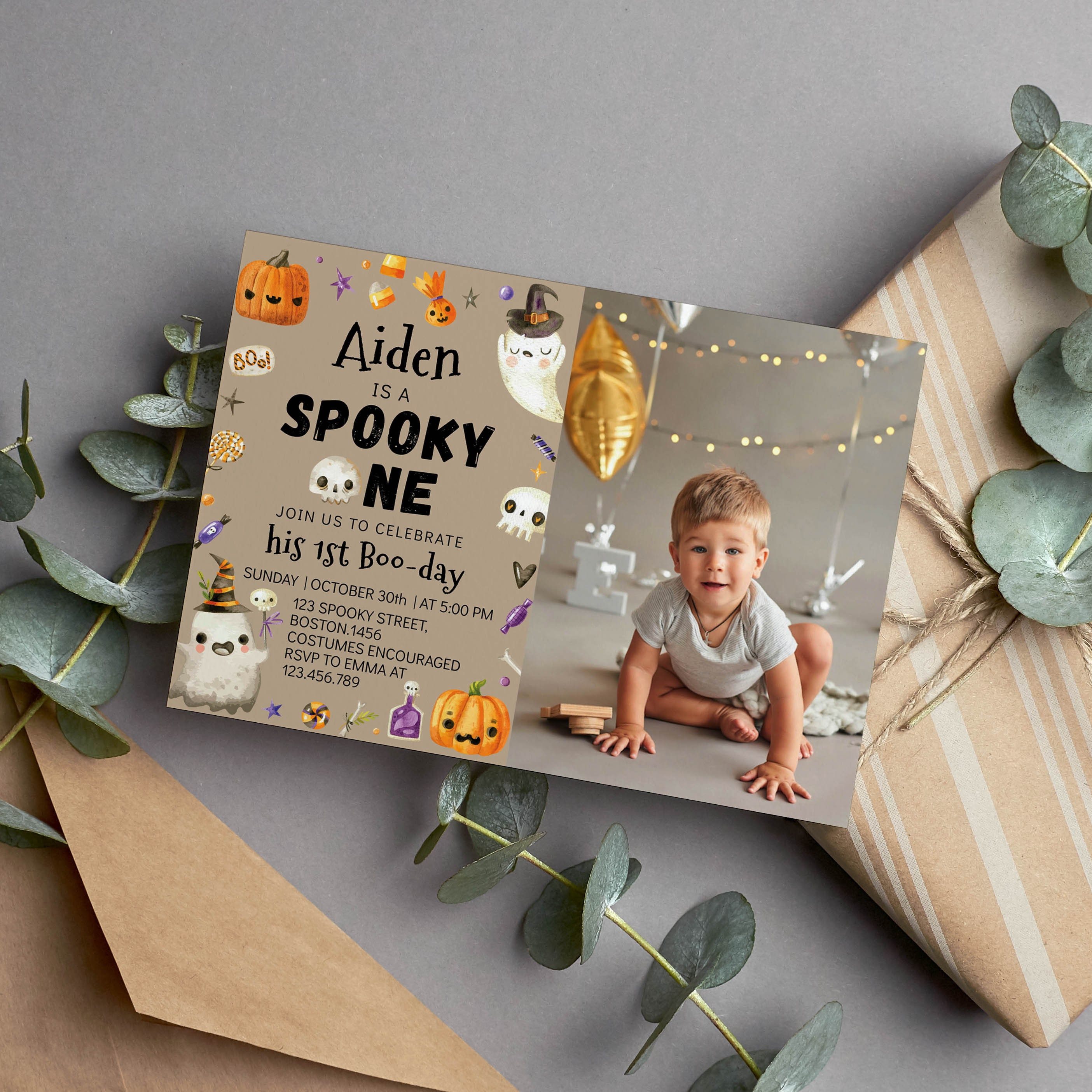 Editable Spooky One Birthday Invitation Halloween First - Etsy
