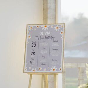 EDITABLE Daisy First Birthday Milestone Sign, Miss Daisy One Year of ...