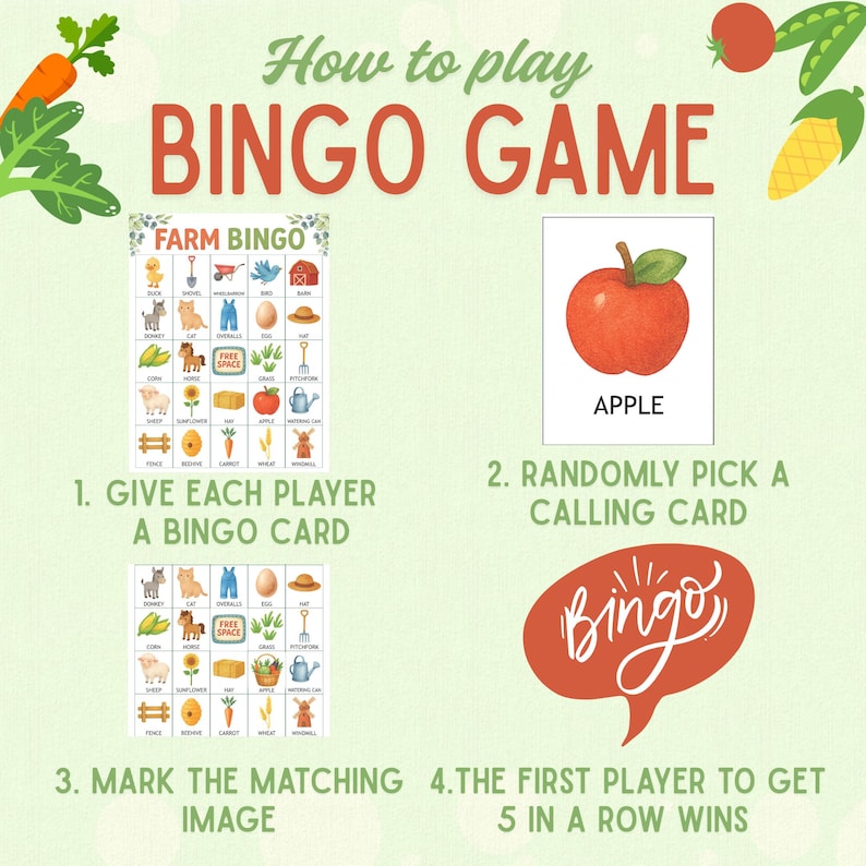 Printable Farm Bingo Cards Set, Barnyard Birthday Activity Game, Farm ...