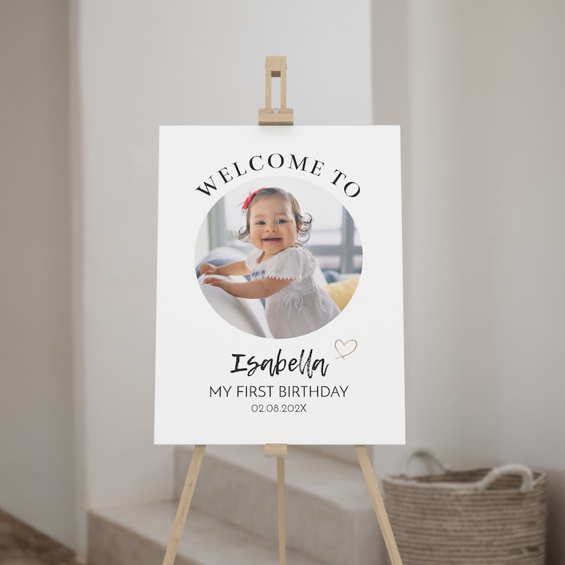 EDITABLE Photo Birthday Welcome Sign, Modern Birthday Welcome Sign ...