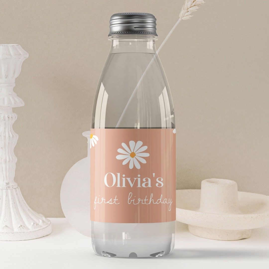 EDITABLE Daisy Birthday Party Water Bottle Label , Boho Daisy Birthday ...