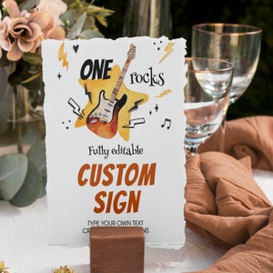 EDITABLE One Rocks Birthday Custom Sign, Rock N Roll Birthday Party ...