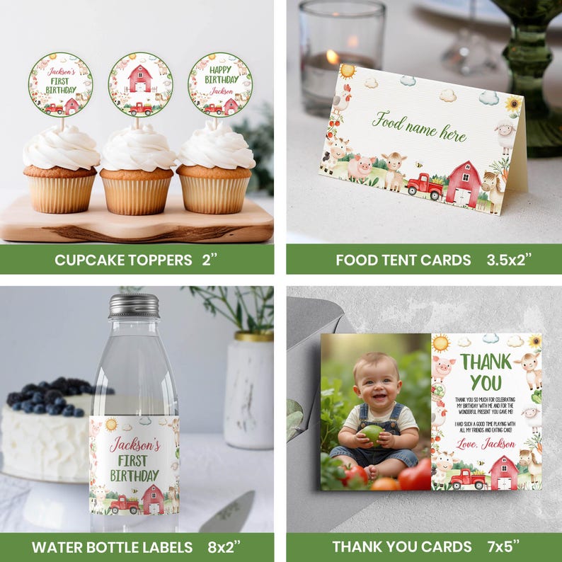 Editable Farm Birthday Invitation Bundle, Barnyard Birthday Party Kit ...