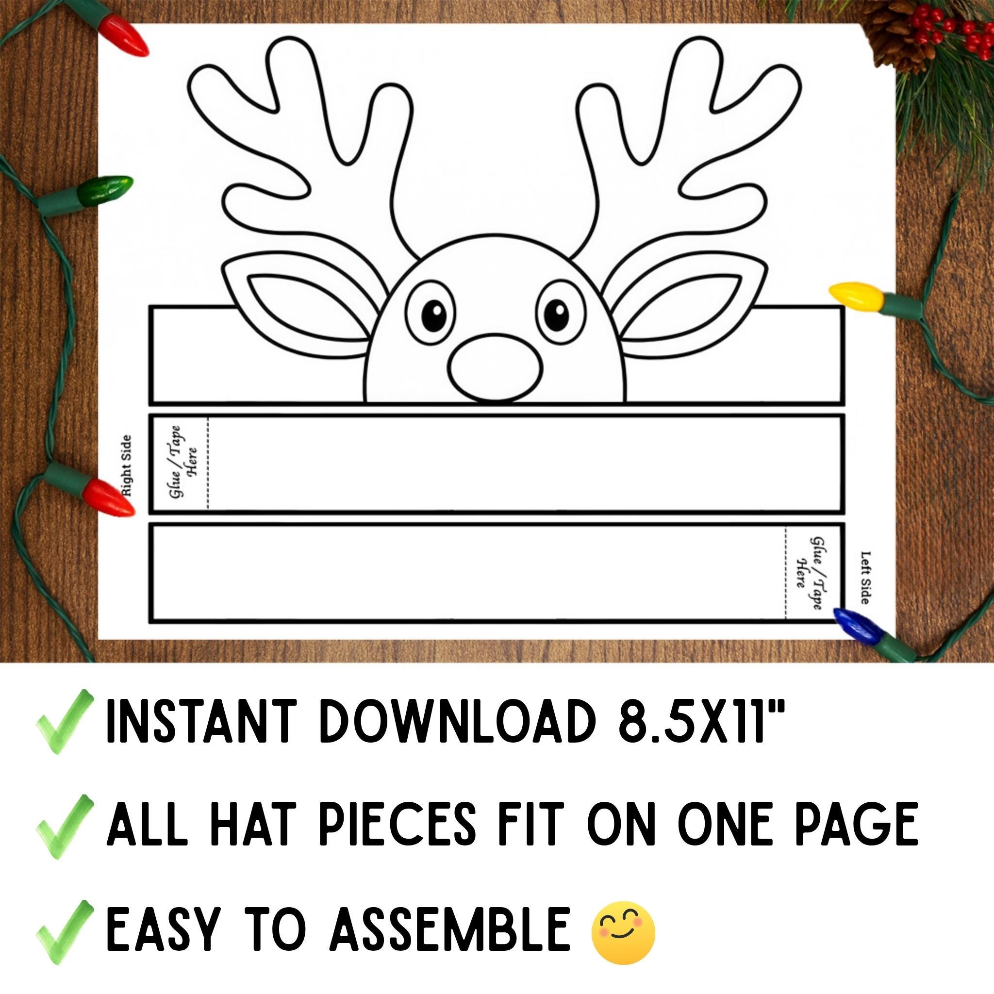 Printable Reindeer Hat Craft | DIY Christmas Activity | Instant ...