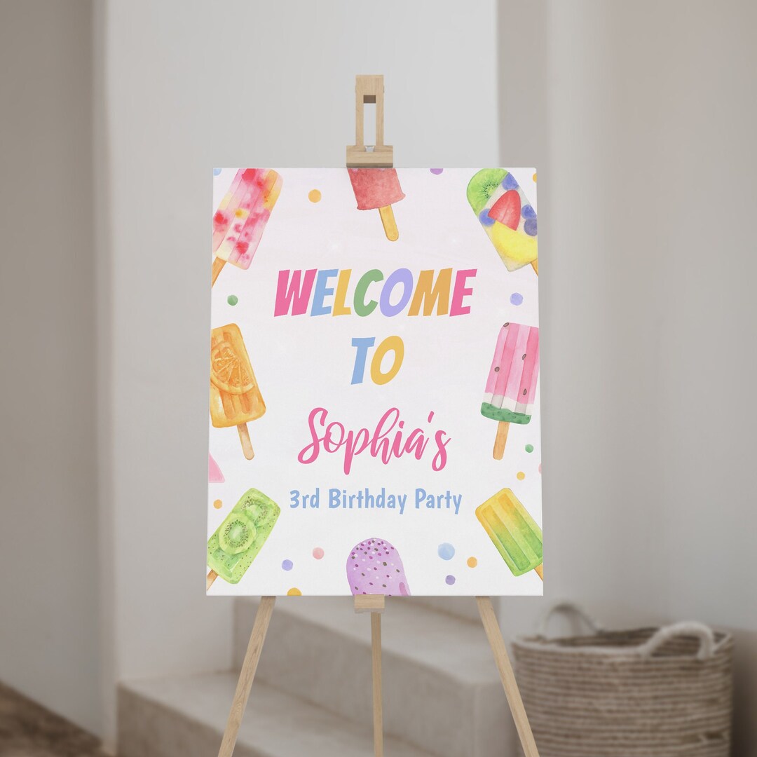 EDITABLE Popsicle Birthday Party Welcome Sign, Popsicle Birthday Sign ...