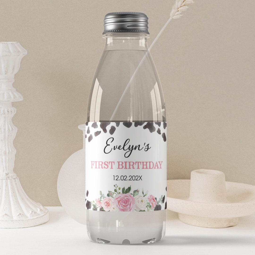 Cow Birthday Water Bottle Labels, Moo Cow Bottle Labels, Holy Cow I'm ...
