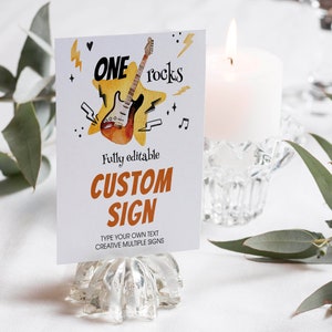 EDITABLE One Rocks Birthday Custom Sign, Rock N Roll Birthday Party ...