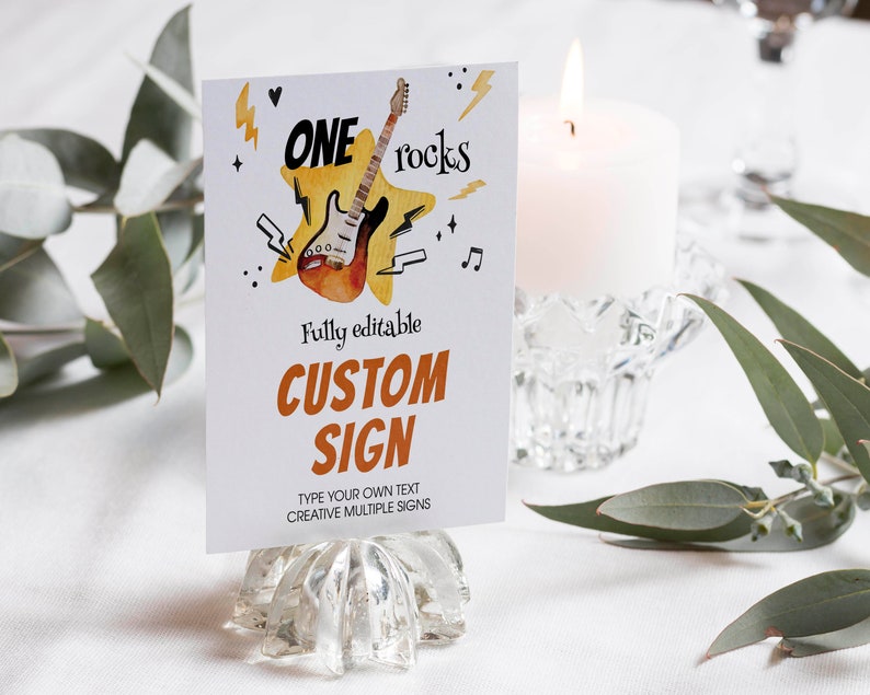 EDITABLE One Rocks Birthday Custom Sign Rock N Roll Birthday - Etsy