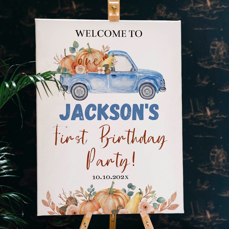 EDITABLE Our Little Pumpkin is Turning One Welcome Sign - Etsy