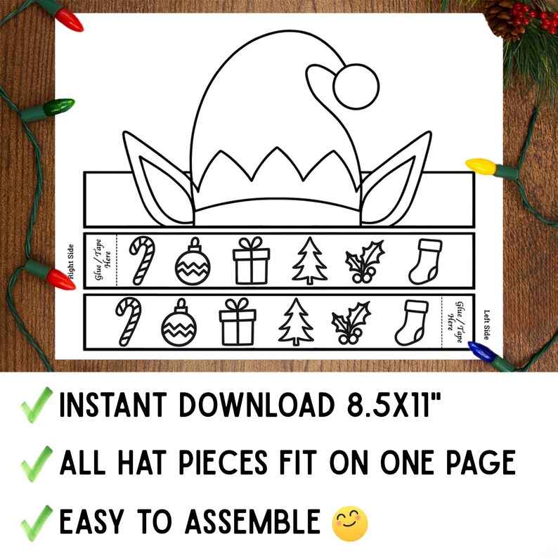 Printable Elf Hat Craft | DIY Christmas Activity | Instant Download ...