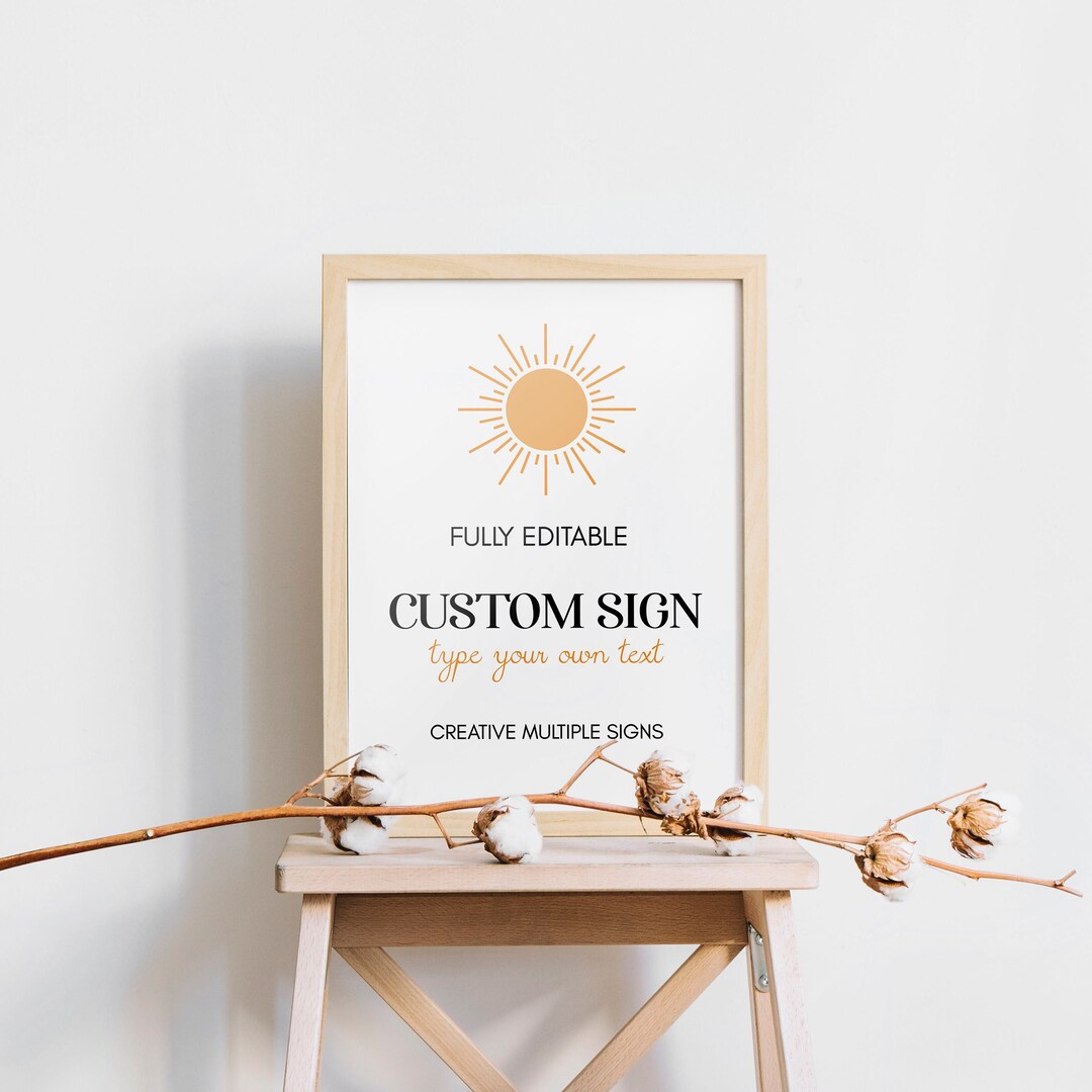 EDITABLE Modern Sunshine Custom Sign, Boho Sunshine Table Sign, First ...