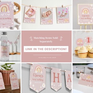 EDITABLE Daisy Welcome Sign, Boho Rainbow 1st Birthday Decor, Daisy 1st ...