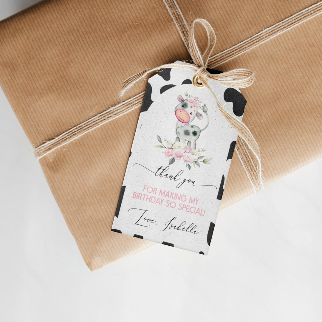 EDITABLE Cow Thank You Tag, Moo Cow Birthday Favor Tag, Holy Cow I'm ...