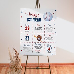 EDITABLE Baseball Milestone Board, Baseball 1st Birthday Milestone ...