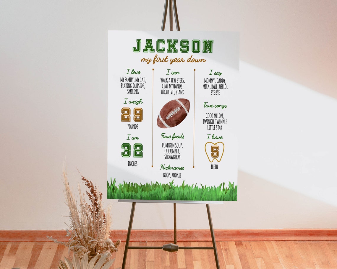EDITABLE Football Milestone Board, Football 1st Birthday Milestone ...