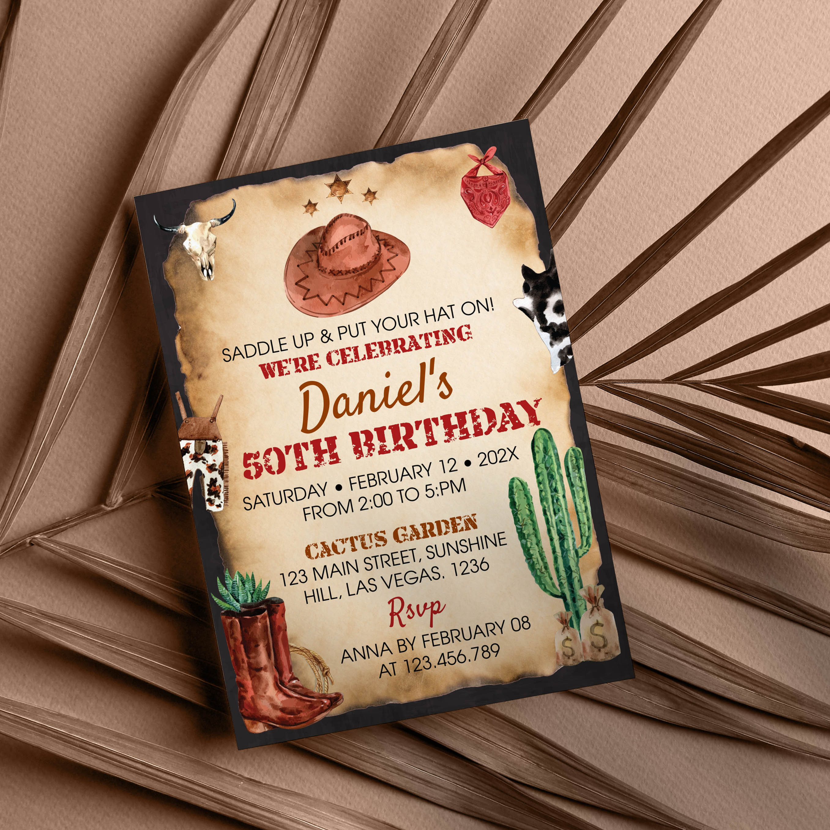 EDITABLE Country Western Invitation, Cowboy Birthday Invite, Adult ...