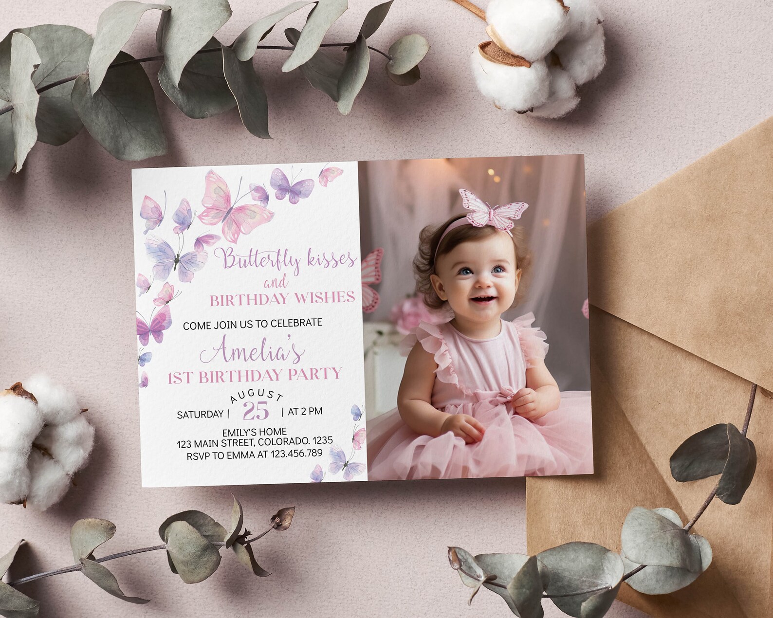 EDITABLE Butterfly Birthday Invitation, Flutter by Butterfly Party ...