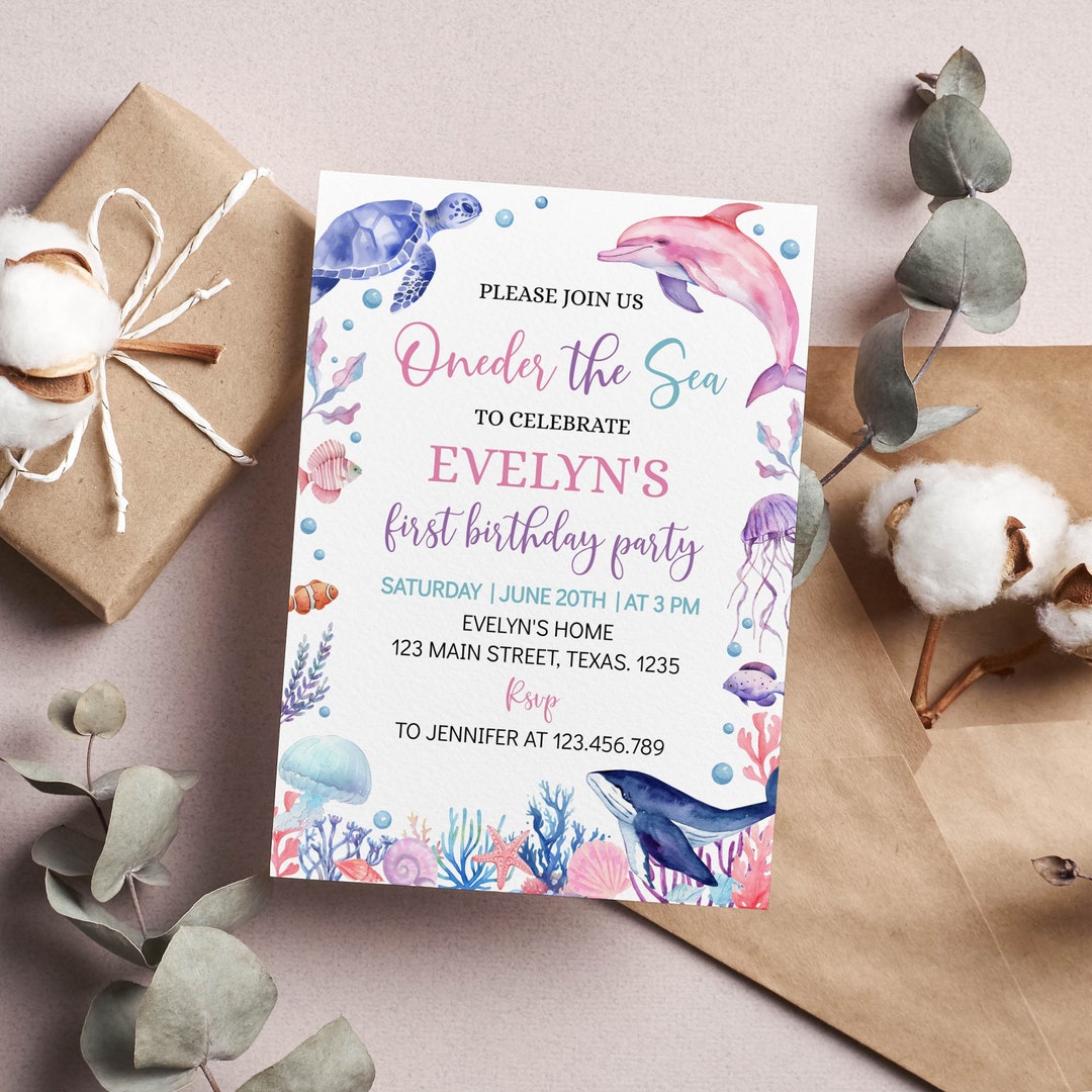 EDITABLE Under the Sea Birthday Invitation , Oneder the Sea First ...