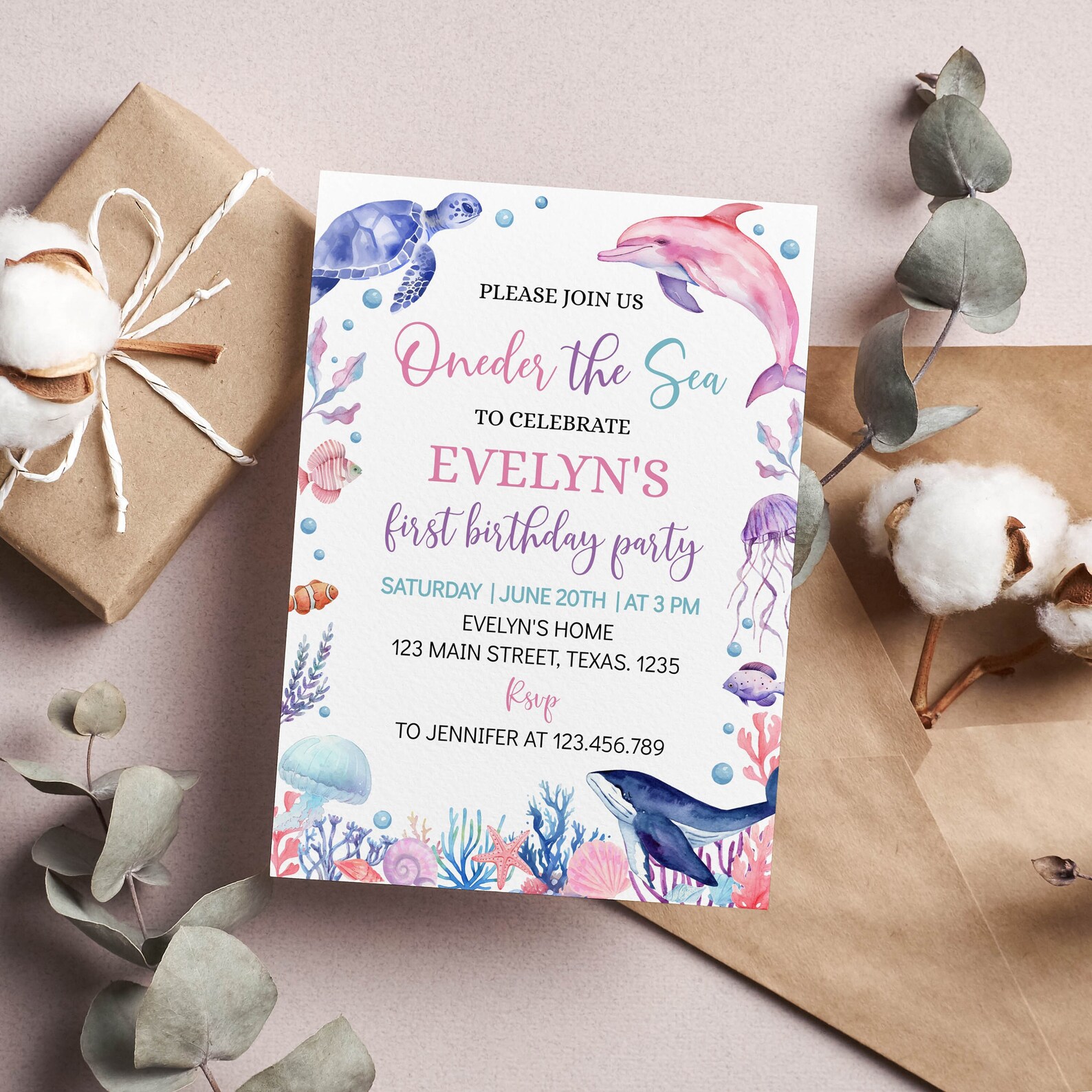 EDITABLE Under the Sea Birthday Invitation , Oneder the Sea First ...