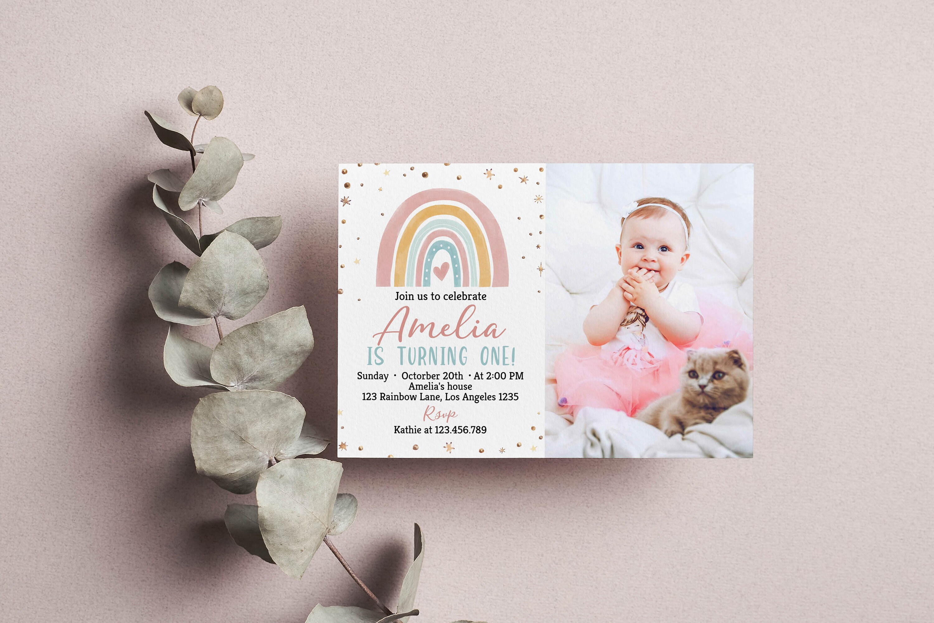 Editable Boho Rainbow Birthday Invitation Boho Girls Party - Etsy