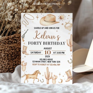 EDITABLE Country Western Invitation, Cowboy Birthday Invite, Adult ...
