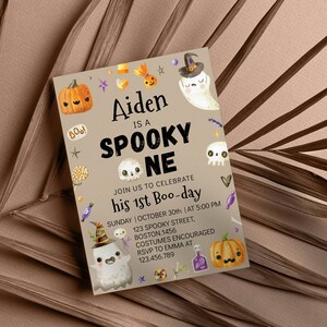 Editable Spooky One Birthday Invitation, Halloween First Birthday ...
