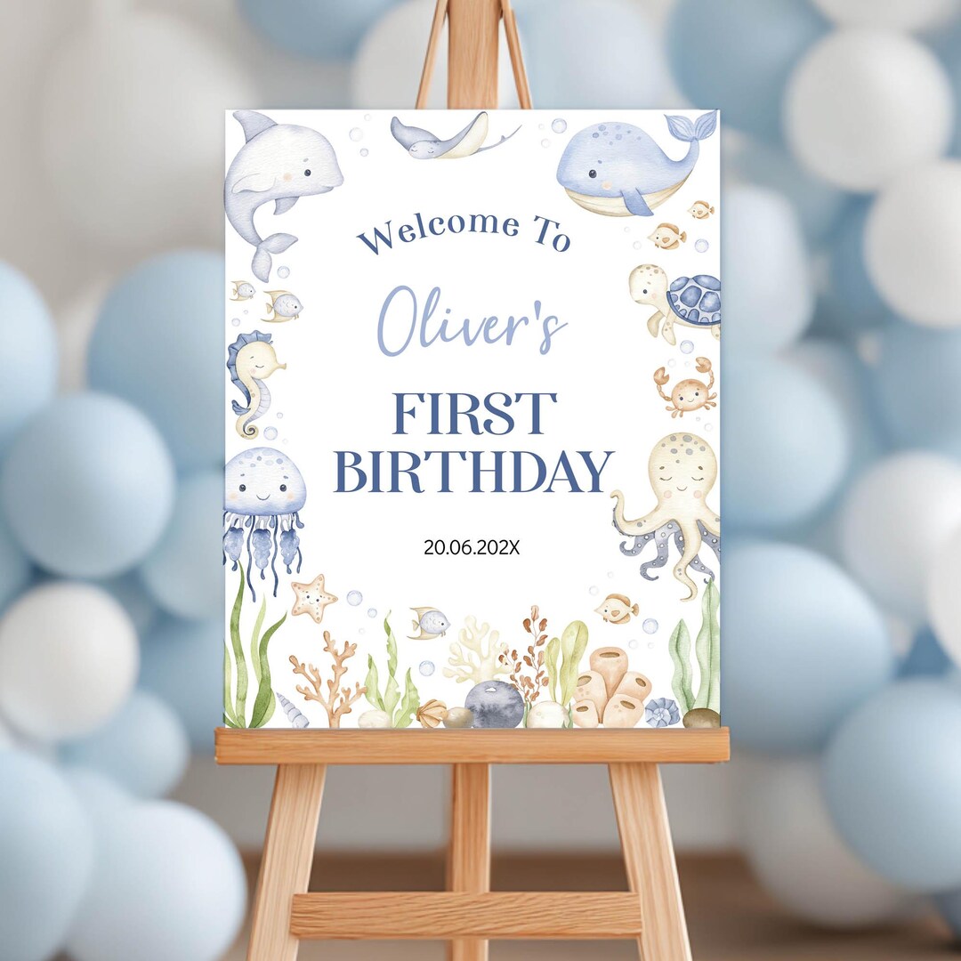EDITABLE Under the Sea Birthday Party Welcome Sign, Ocean Birthday ...