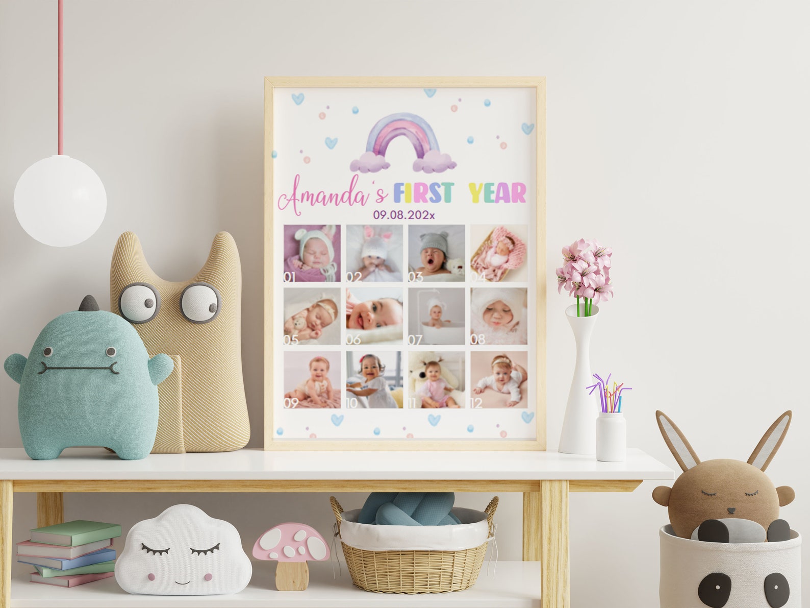 Editable First Year Photo Collage, 12 Month Photo Print, First Birthday ...