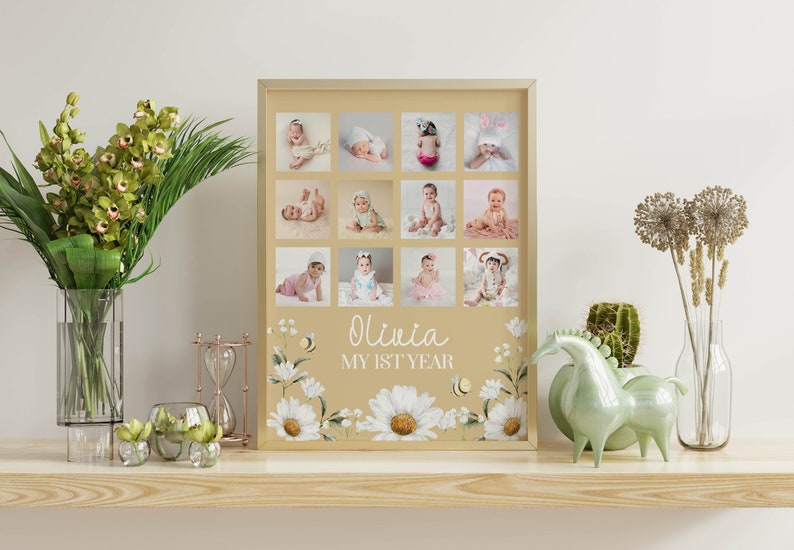 Editable Daisy First Birthday Collage Daisy Photo Collage 12 - Etsy