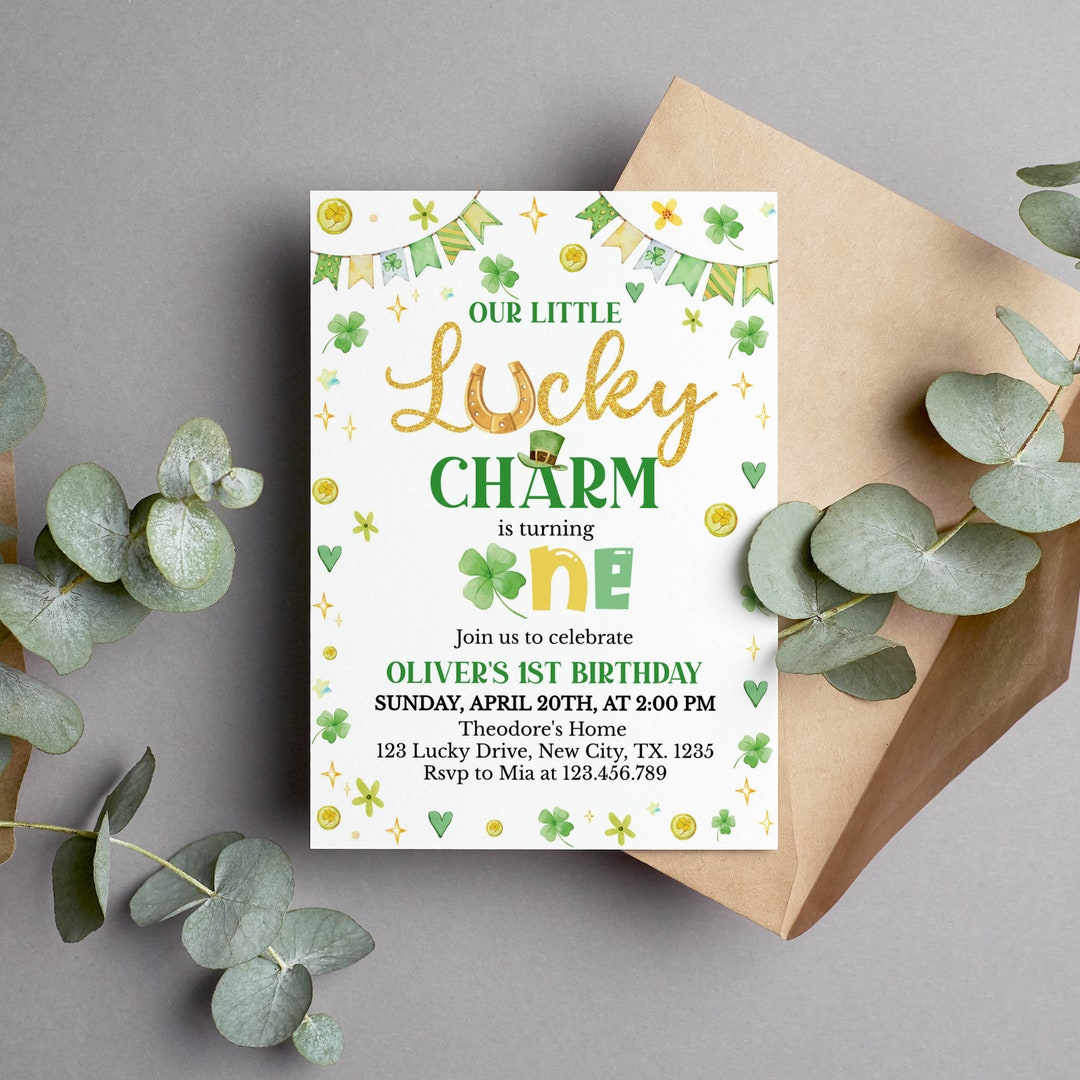 EDITABLE Lucky One 1st Birthday Invitation, Boy 1st Birthday Invite ...