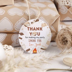 S'mores Themed Birthday Thank You Favor Tags, Customizable Printables ...