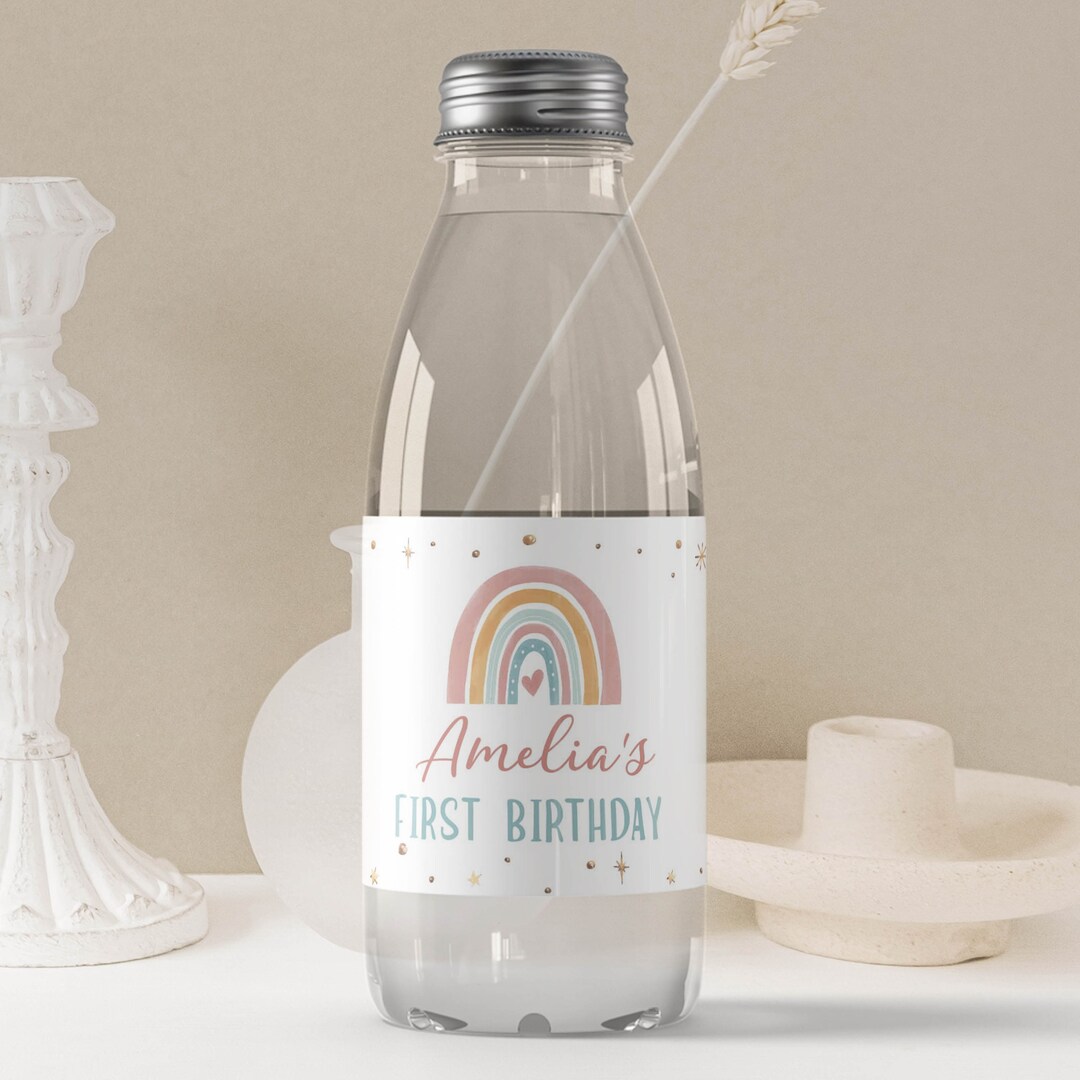 EDITABLE Boho Rainbow Water Bottle Labels Boho Rainbow - Etsy