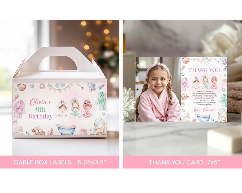 Spa Birthday Party Invitation Bundle, Editable Spa Party Complete Set ...