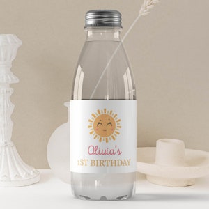 EDITABLE Sunshine Birthday Water Bottle Label, Girl Birthday Bottle ...