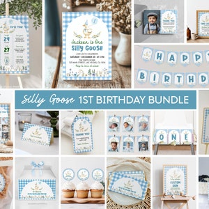Editable One Silly Goose Birthday Party Decor Kit, Boy Birthday Invite ...