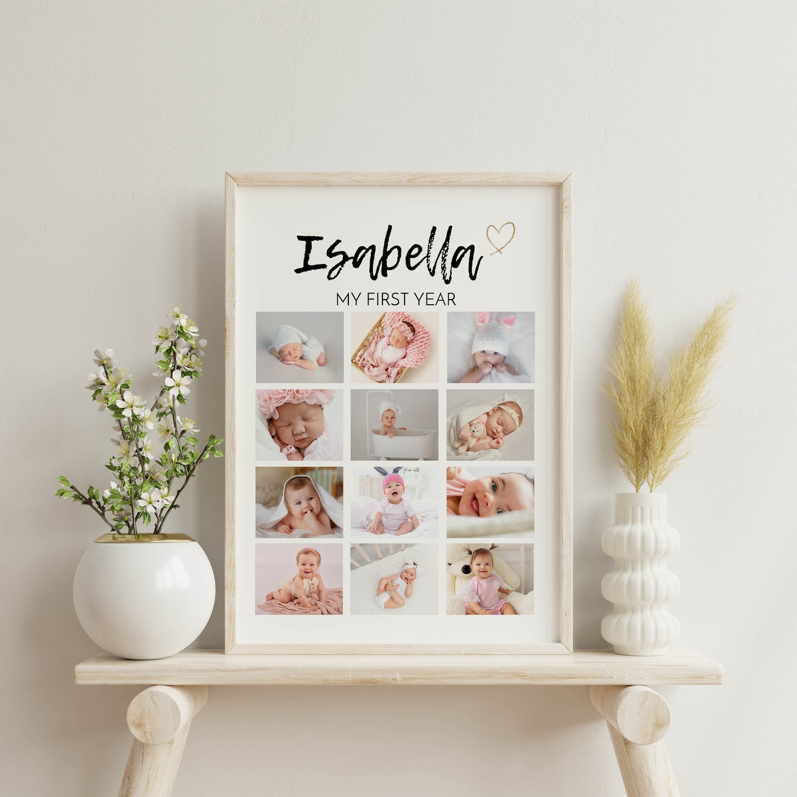 Editable First Year Photo Collage Baby First Year Poster 12 - Etsy