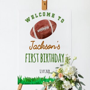 EDITABLE Football Birthday Welcome Sign, Sports Birthday Party Sign ...