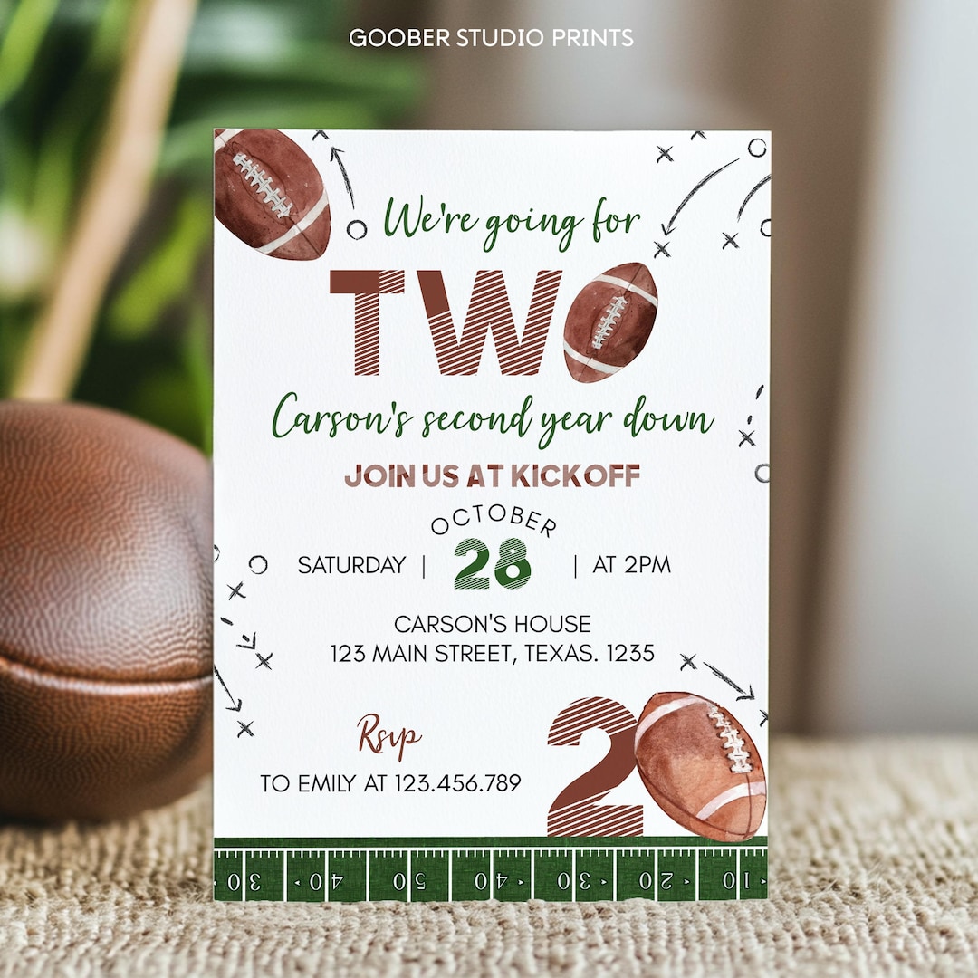EDITABLE Football Birthday Invitation, Second Birthday Football ...
