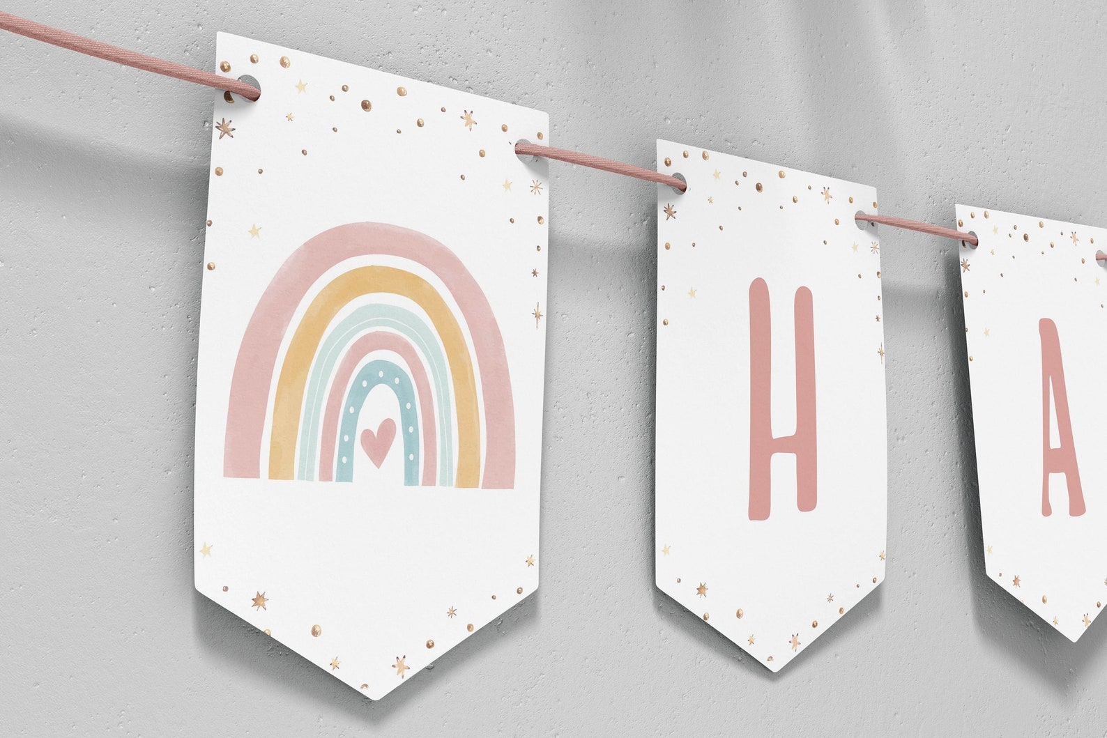 Editable Boho Rainbow Birthday Banner Custom Boho Happy - Etsy