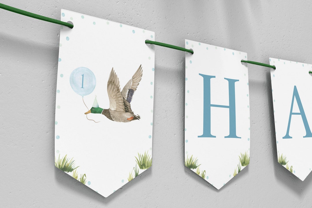 Editable One Lucky Duck Birthday Banner, Lucky Duck Birthday Decor, Boy ...