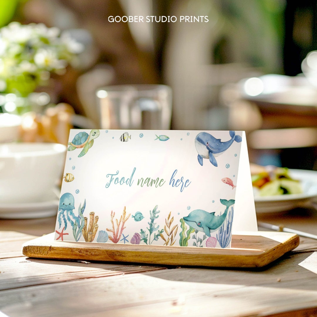 EDITABLE Under the Sea Food Tent Card, Ocean Birthday Food Name Card ...